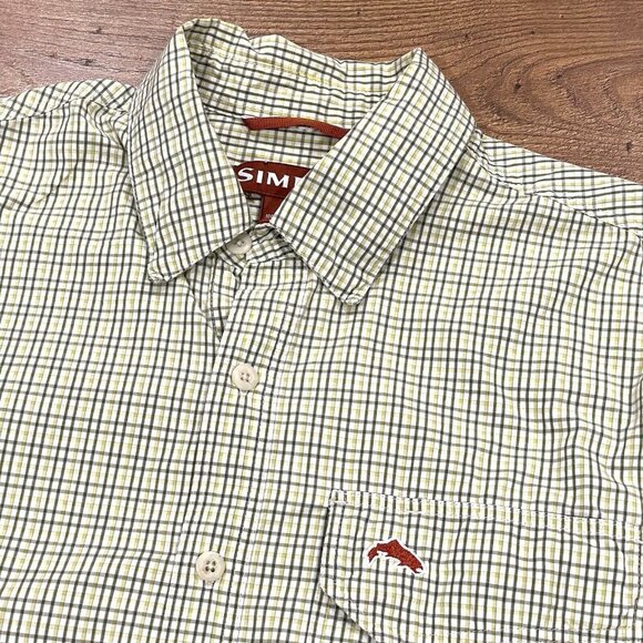Simms | Shirts | Simms Shirt Mens Large Green Plaid Long Sleeve Fishing ...